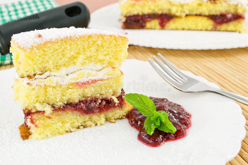 Cake with sour cherry jam stock photo. Image of dish - 24758188