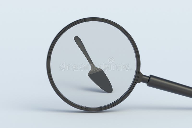 Cake Spatula Behind Magnifying Glass. Confectionery Shovel Stock ...