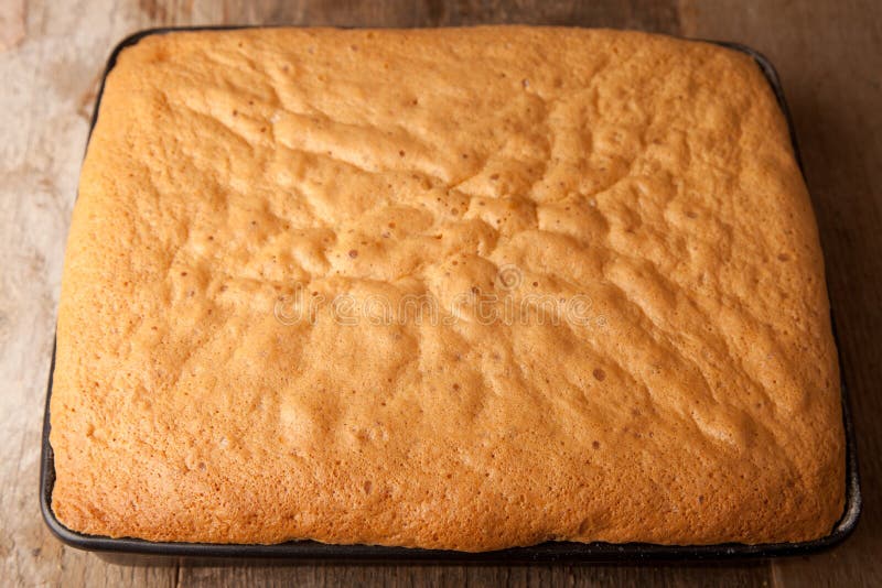 Cake Sponge in the Baking Tray Stock Photo - Image of square, sheet ...
