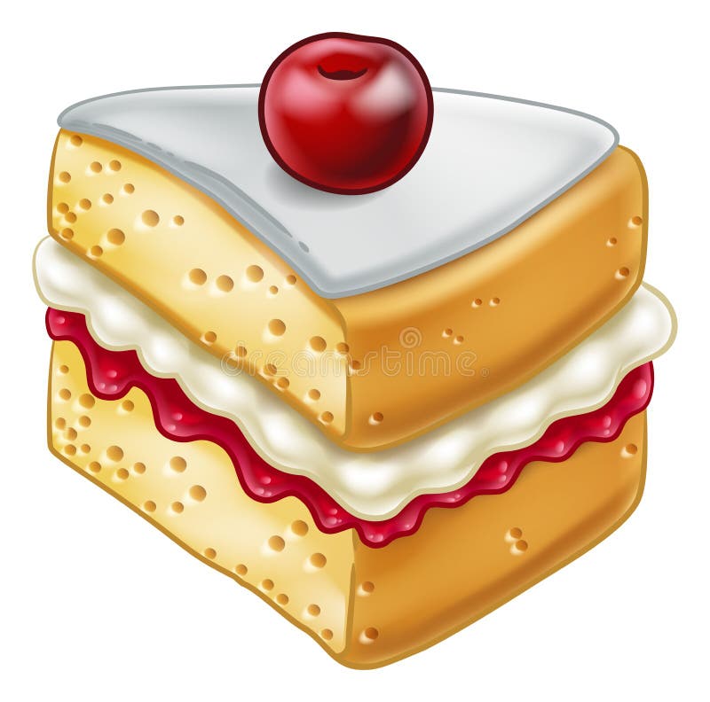 Slice of Sponge Cake Clipart Cartoon. Piece of Cake with Chocolate ...