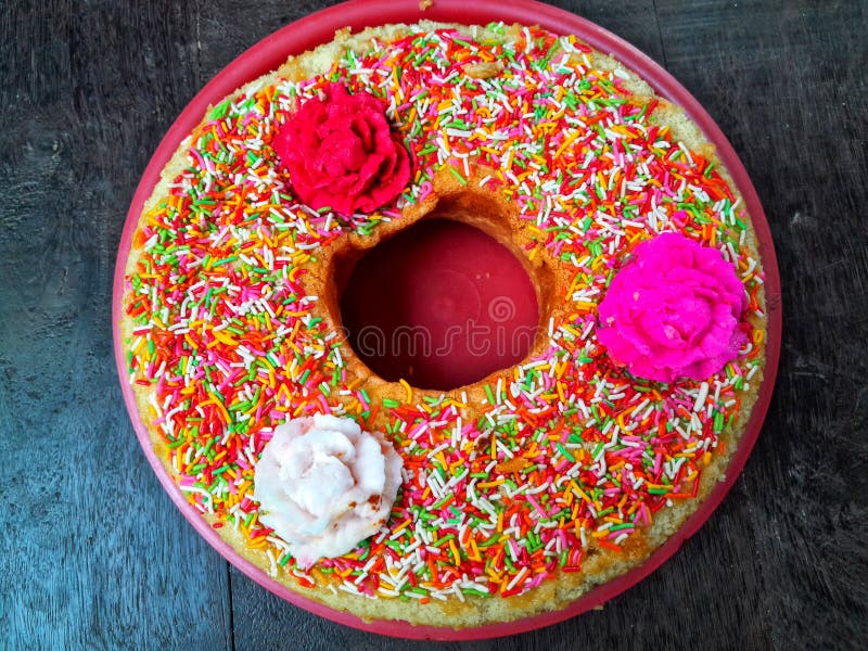 Cake with Sprinkling of Ceres and Rose Decoration Stock Photo - Image ...