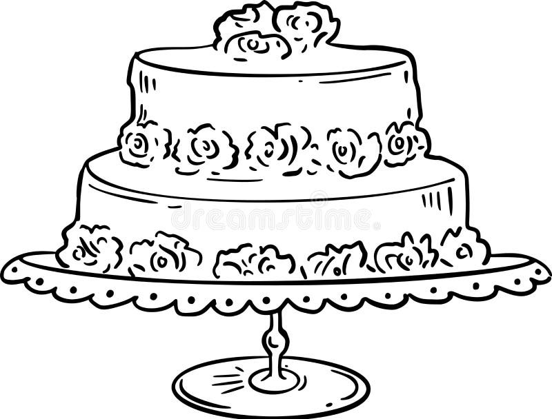 Cake on a Stand, Hand Draw Vector Illustration Art Stock Vector ...