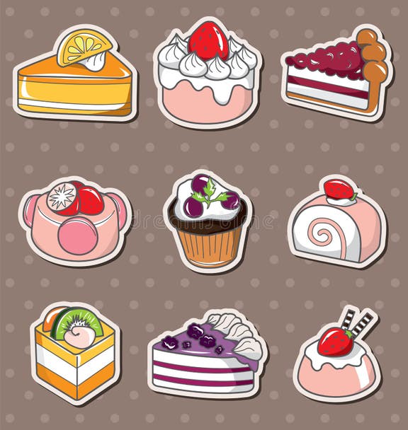 Cake stickers stock vector. Illustration of draw, cartoon - 24538241
