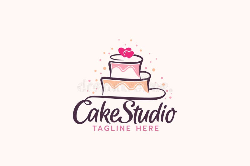 Cake Studio Logo with a Combination of Beautiful Lettering and a Cake ...