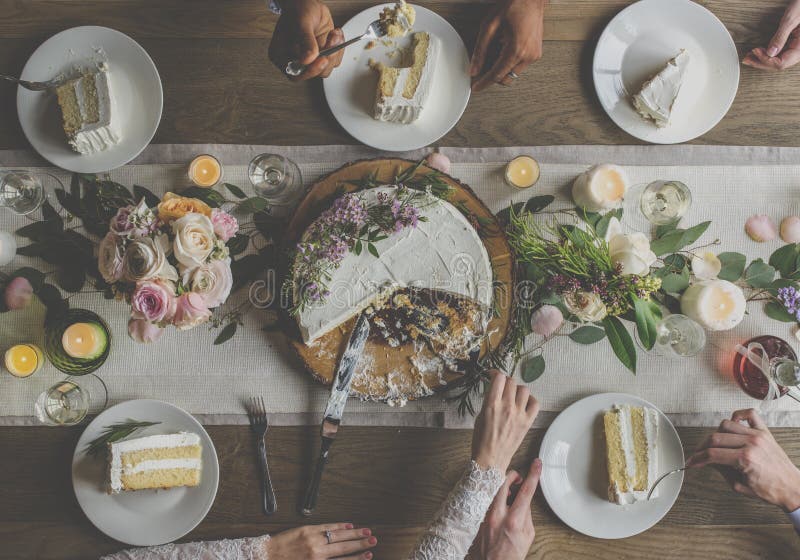 Cake Sweet Dish Celebration Together Stock Image - Image of hands ...