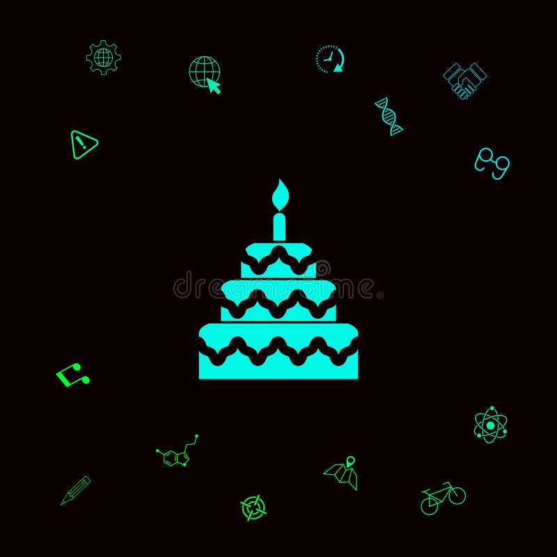 Cake symbol icon stock vector. Illustration of candle - 130052908