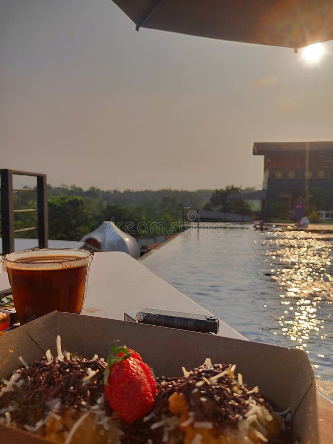 Cake on the Table Be Side Swimming Pool Stock Photo - Image of pool ...