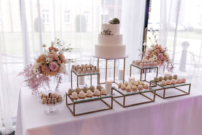 Cake table setup stock photo. Image of reception, assorted - 314980110