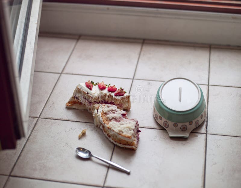 Mess on a kitchen floor stock photo. Image of kitchen - 215539642