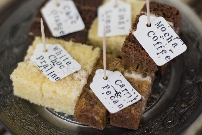 Cake tasting stock photo. Image of deset, plate, labels - 80024890