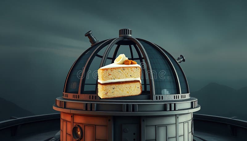 Cake on a Telescope Observatory Under a Starry Sky Generative AI Stock ...