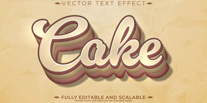 Cake Text Effect, Editable Food and Cook Text Style Stock Vector ...