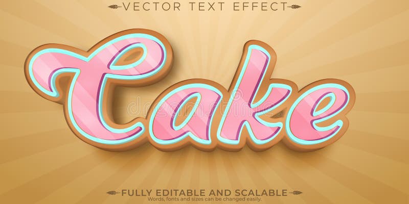 Cake Text Effect, Editable Sweet and Food Text Style Stock Vector ...