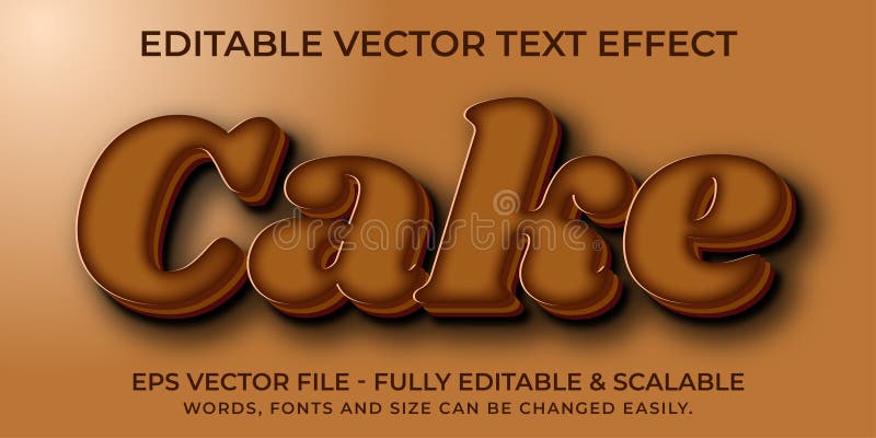 Cake Text Effect Editable Vector. Fully Editable Text Effect Stock Illustration - Illustration ...