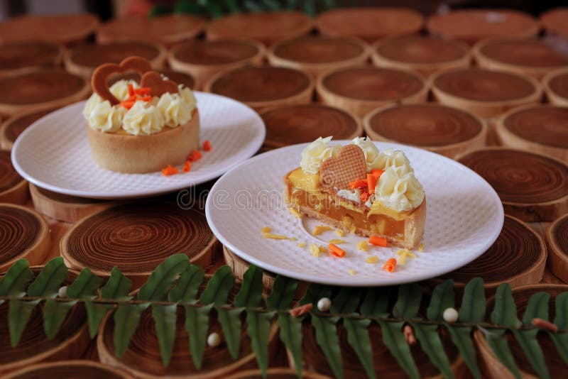 Cake. There are Two Plates of Cake on the Table. Meal Stock Photo ...
