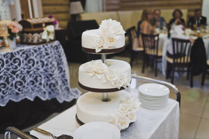 Cake with Three Separate Layers 8943. Stock Image - Image of making ...