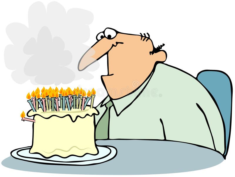 Cake with Too Many Candles stock illustration. Illustration of male ...