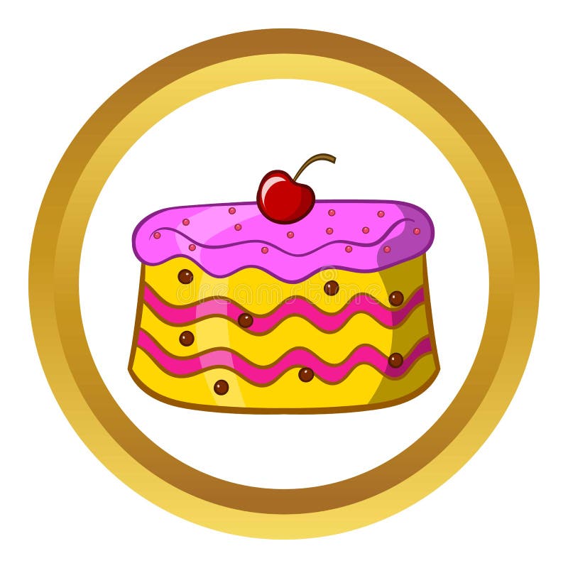 Cake Vector Icon, Cartoon Style Stock Vector - Illustration of happy ...