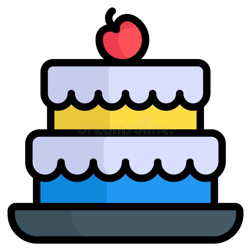 Cake Vector Outline Colored Icon. Modern Colored Outline Symbols ...