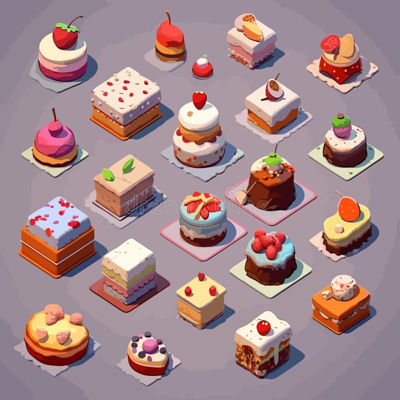 Cake Vector Set Isometric Illustration Illustration Stock Vector ...
