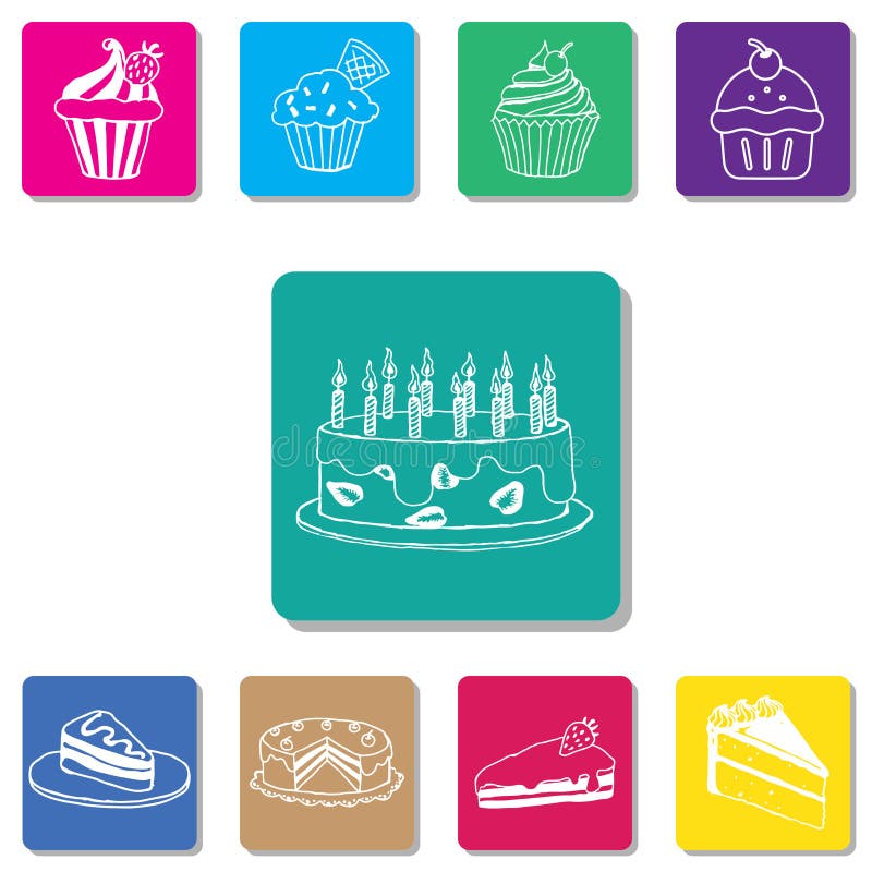 Cake Vector Set of Modern Simple Icons Stock Vector - Illustration of ...