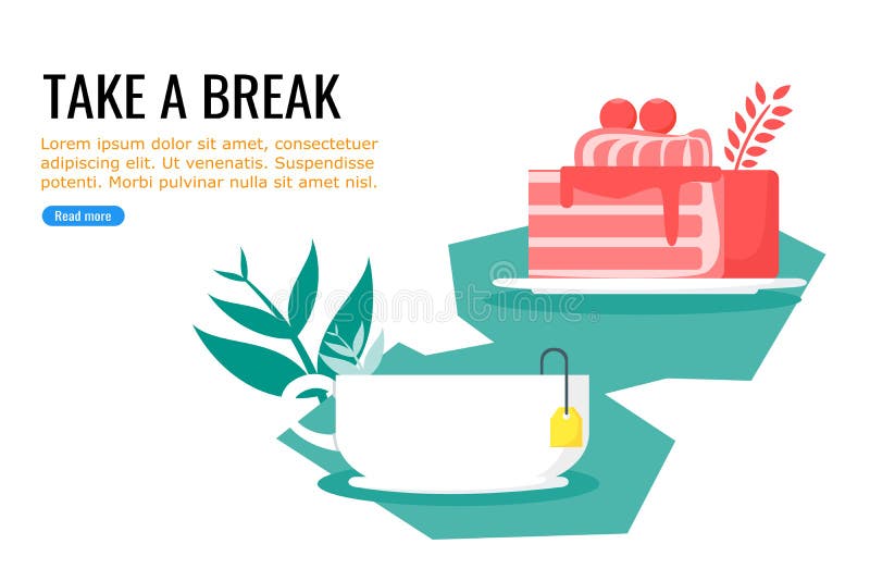 Cake and Warm Sweet Tea for Free Time Stock Vector - Illustration of ...