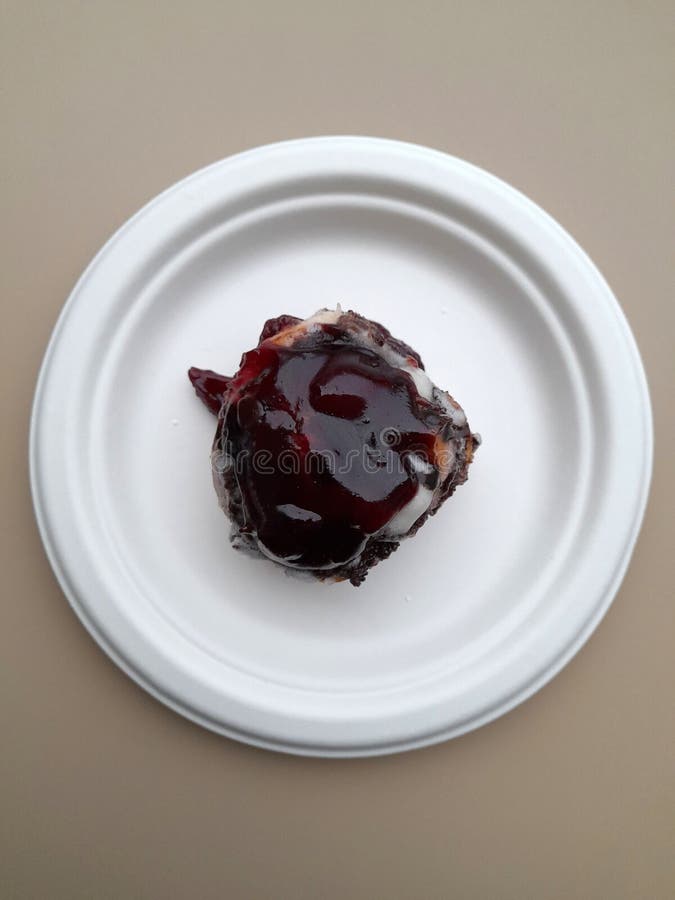 Cake on a White Plate with a Beige Background Stock Photo - Image of ...