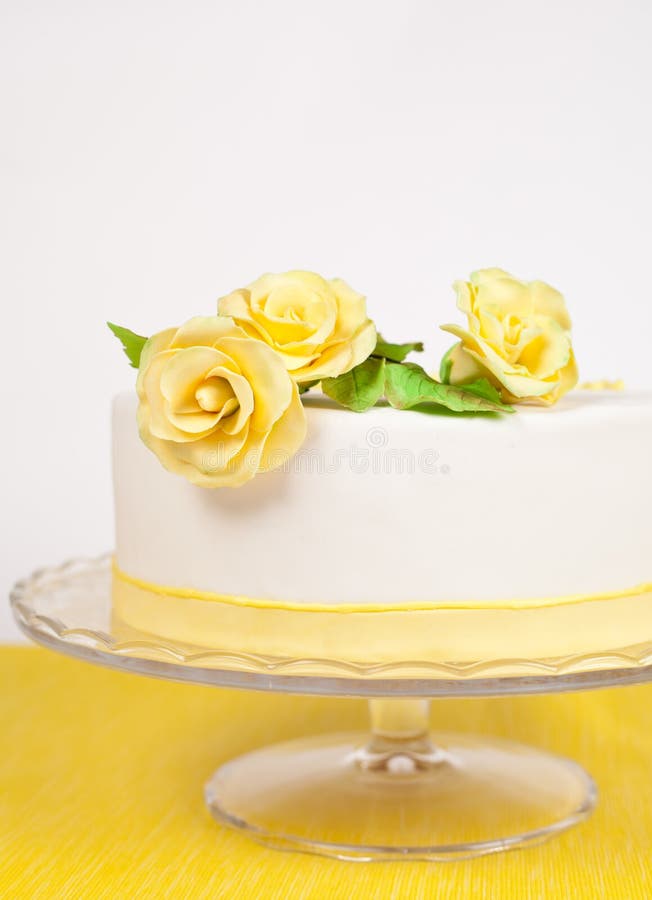 Cake with yellow roses stock photo. Image of pasrty, sweet - 22415332