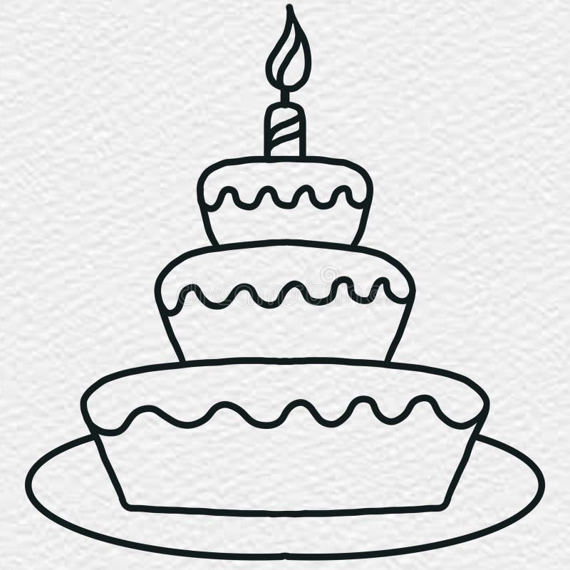 Cake Outline, Illustration Set and Hand Drawn ,cute Cartoon Style ...