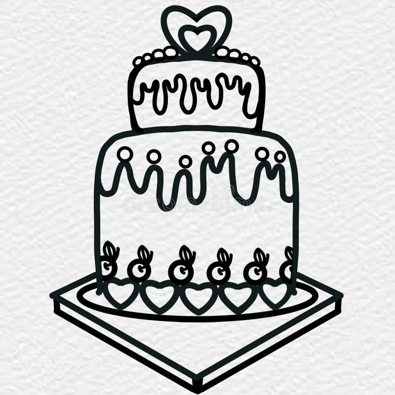 Cake Outline, Illustration Set and Hand Drawn ,cute Cartoon Style ...