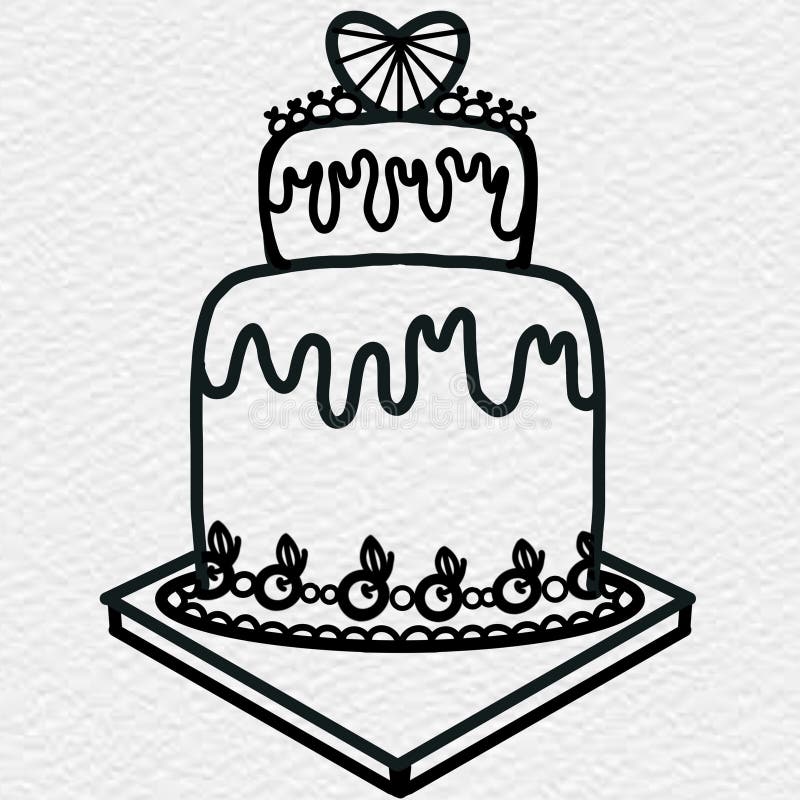 Cake Outline, Illustration Set and Hand Drawn ,cute Cartoon Style ...