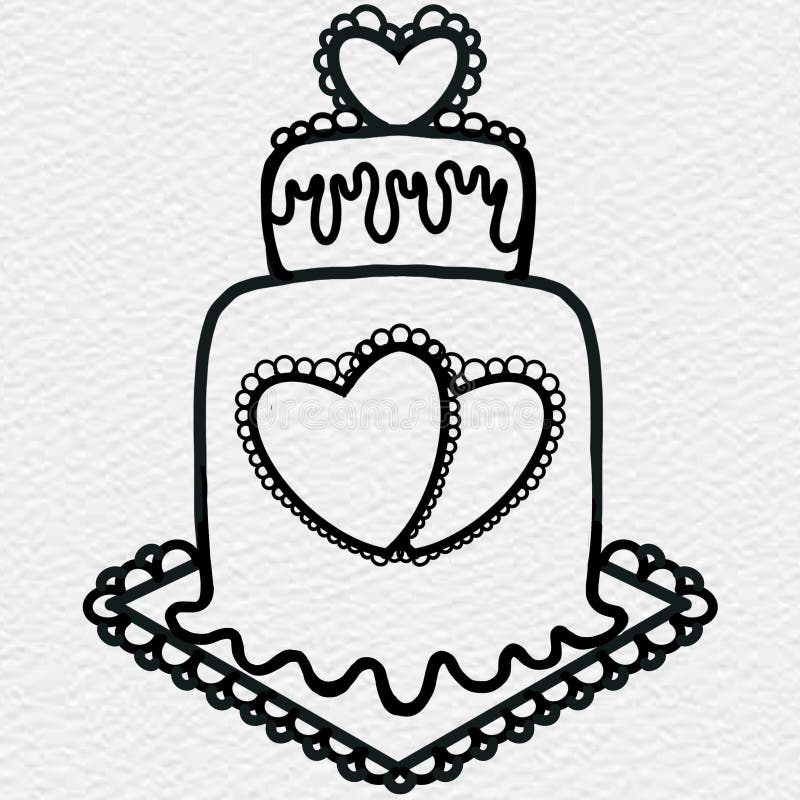 Cake Outline, Illustration Set and Hand Drawn ,cute Cartoon Style ...