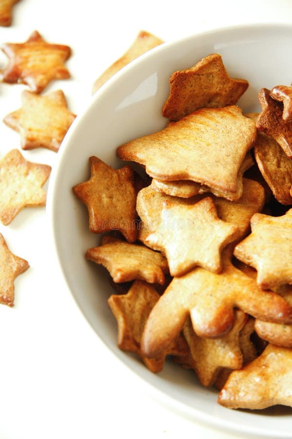 Cakes and Biscuits with Star Shape on White Bowl Stock Photo - Image of ...