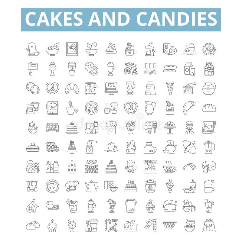 Cakes and Candies Icons, Line Symbols, Web Signs, Vector Set, Isolated ... Cakes and Candies Icons, Line Symbols, Web Signs, Vector Set, Isolated ...