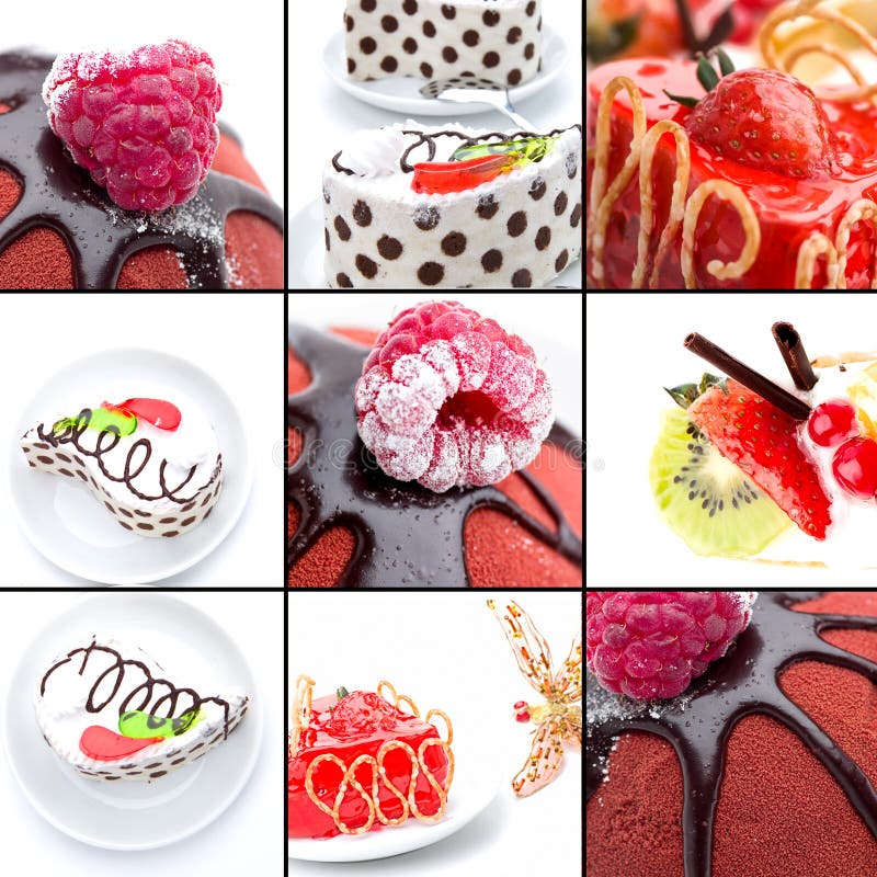 Cakes with Chocolate and Berries. Dessert Collage Stock Photo - Image ...