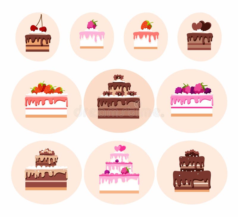 Cakes, Colored Icons, Vector Images. Stock Vector - Illustration of ...