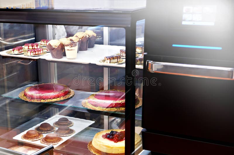 Cakes and desserts stock photo. Image of showcase, confectionery ...