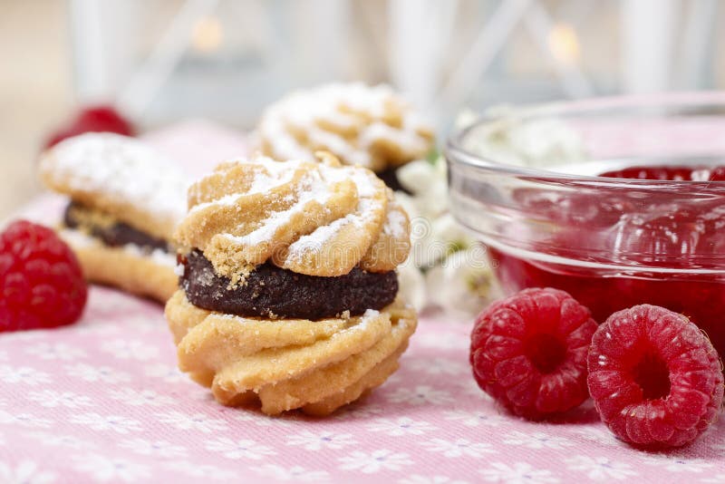 Cakes Filled with Raspberry Jam Stock Photo - Image of closeup, fresh ...