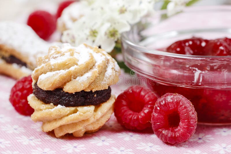Cakes Filled with Raspberry Jam Stock Photo - Image of fresh, delicacy ...