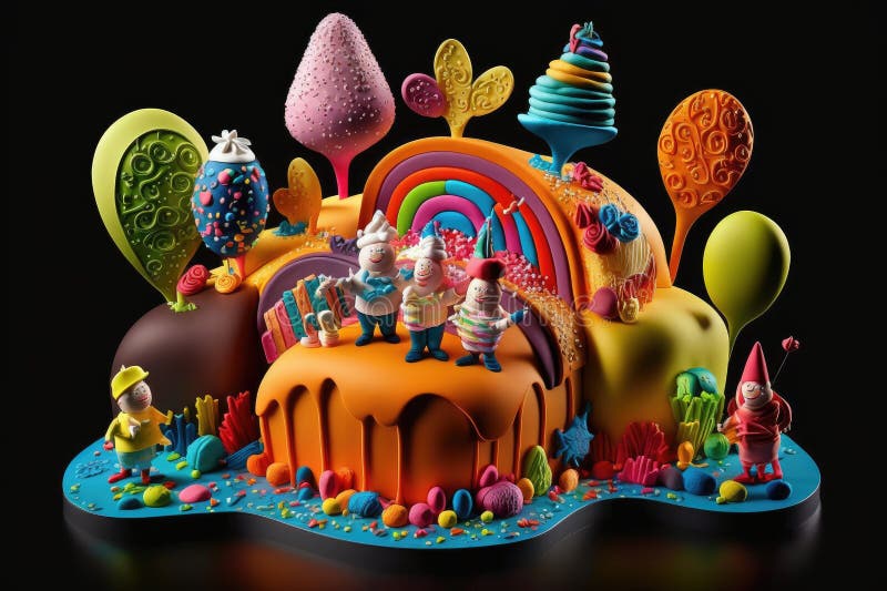 Cakes in Form of Figures and Multi-colored Confectionery Decoration for ...