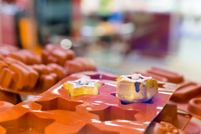 Cakes in forms stock photo. Image of recipe, cutting - 72468140