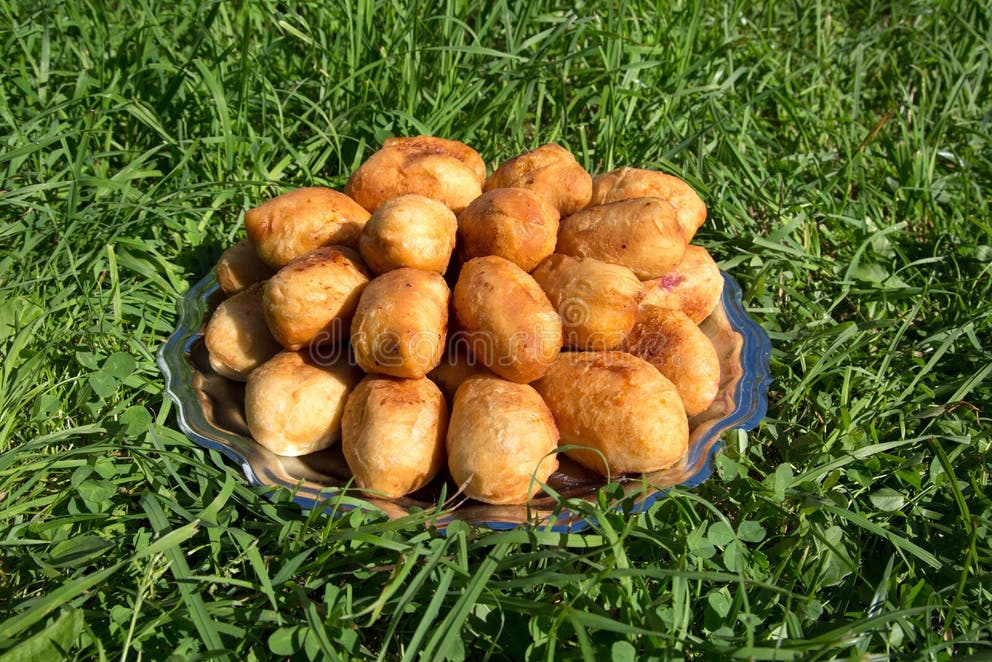 Cakes on green grass stock photo. Image of holiday, sweets - 42936150