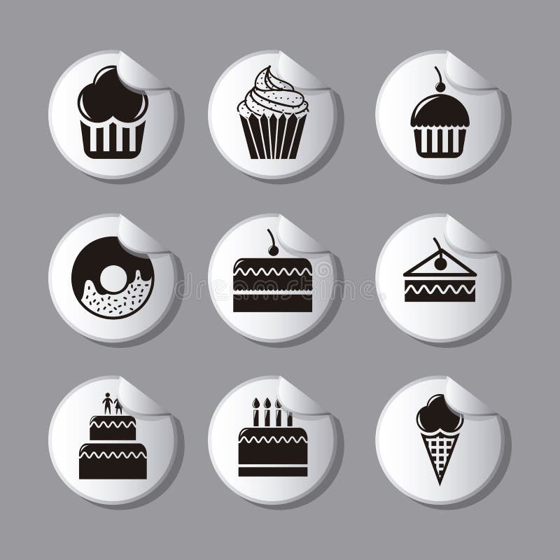 Cakes icons stock vector. Illustration of elements, cupcake - 30333869
