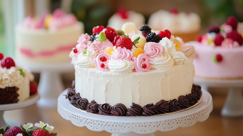 Cakes and Pastry in Pink Colors Stock Illustration - Illustration of ...