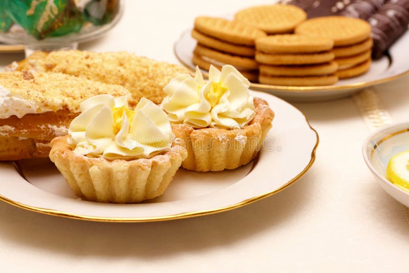 Cakes on the plate stock photo. Image of plate, decorated - 13319232