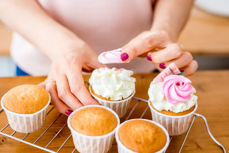 Cakes. the Process of Decorating Stock Photo - Image of cupcake ...
