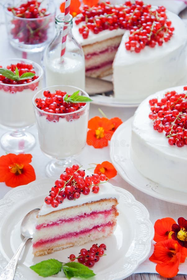 Cakes with Red Currant Decorated with Fresh Red Berries Stock Image ...
