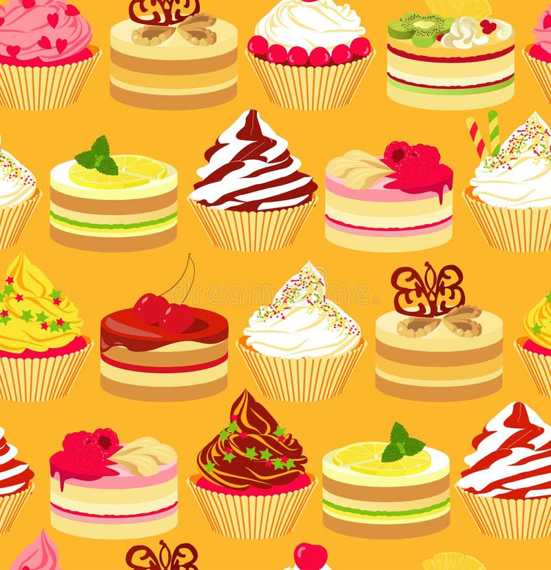 Cakes seamless pattern stock vector. Illustration of muffin - 79665505