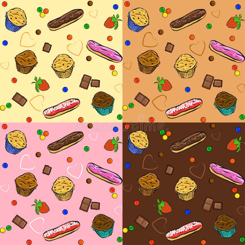 Cakes seamless patterns stock vector. Illustration of party - 53266673