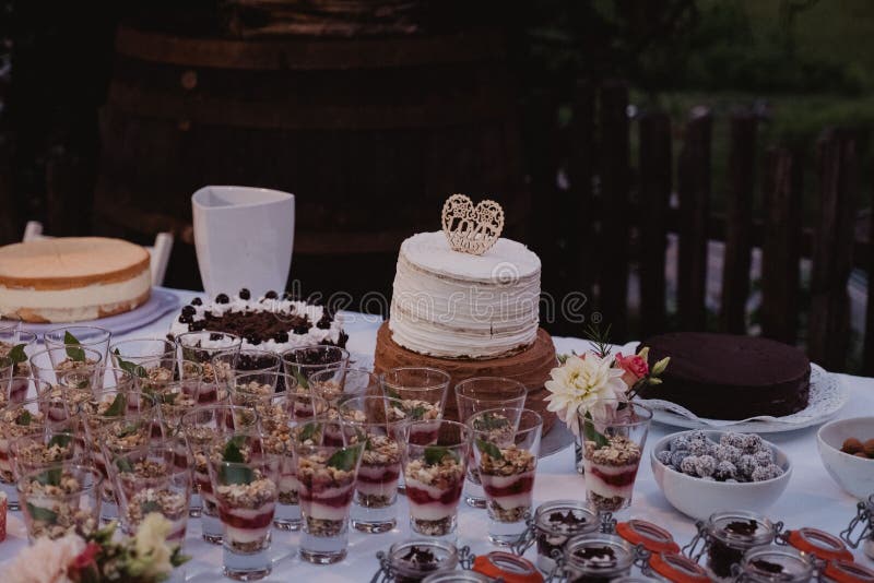 Cakes and Sweets Table during Wedding Celebration Stock Photo - Image ...